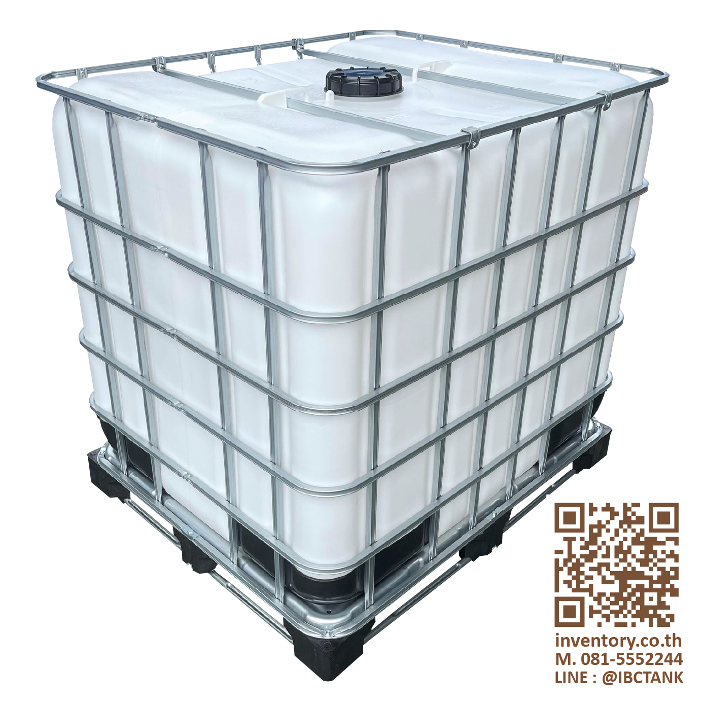 IBC 1000 Liter. ถัง 1000 ลิตร (พาเลทเหล็ก+ขาพลาสติก) ถังสีขาวใส (ถัง ...